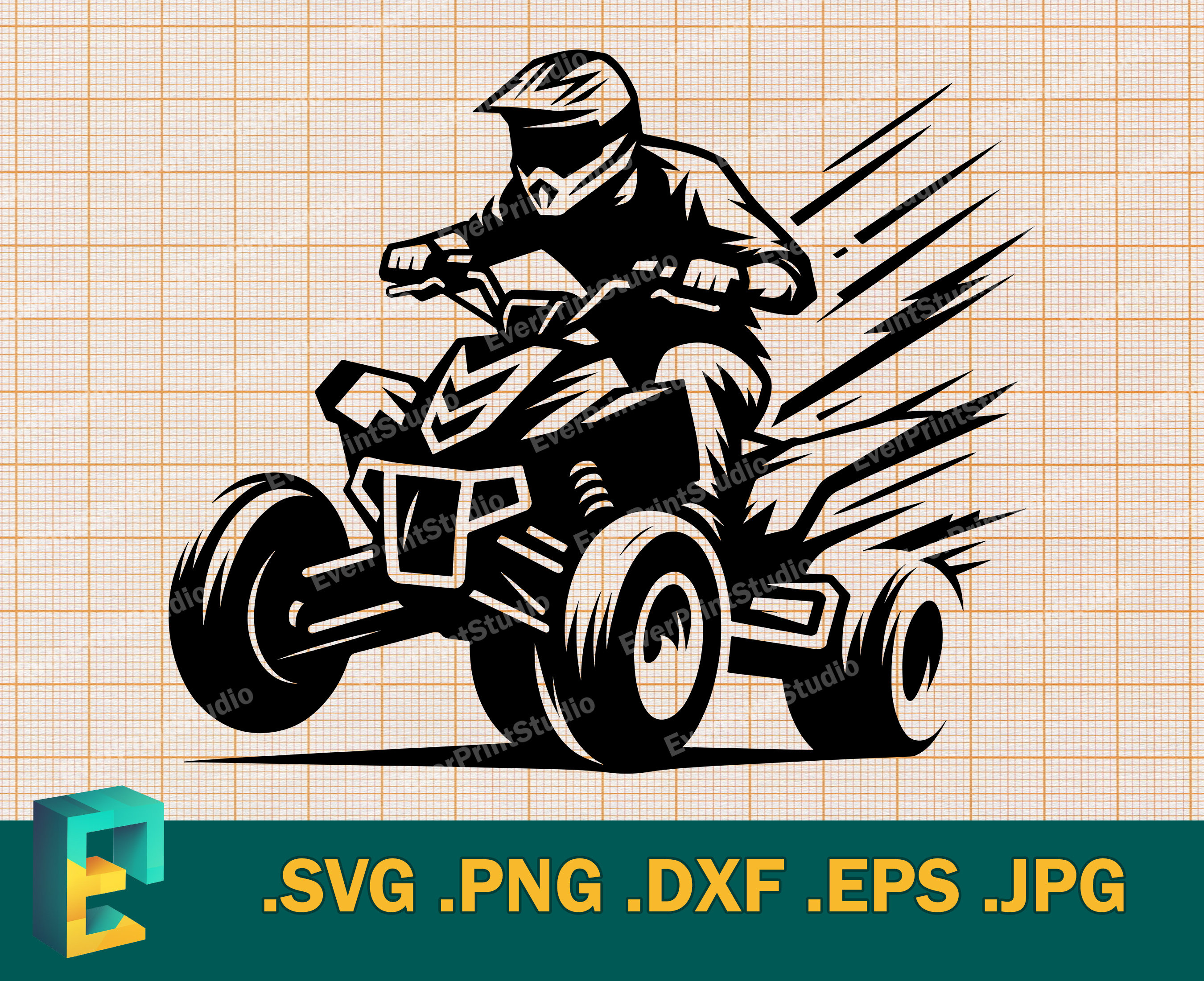 ATV Raider Svg Cricut, Silhouette Vector ATV Quad 4 Four Wheeler Svg ...