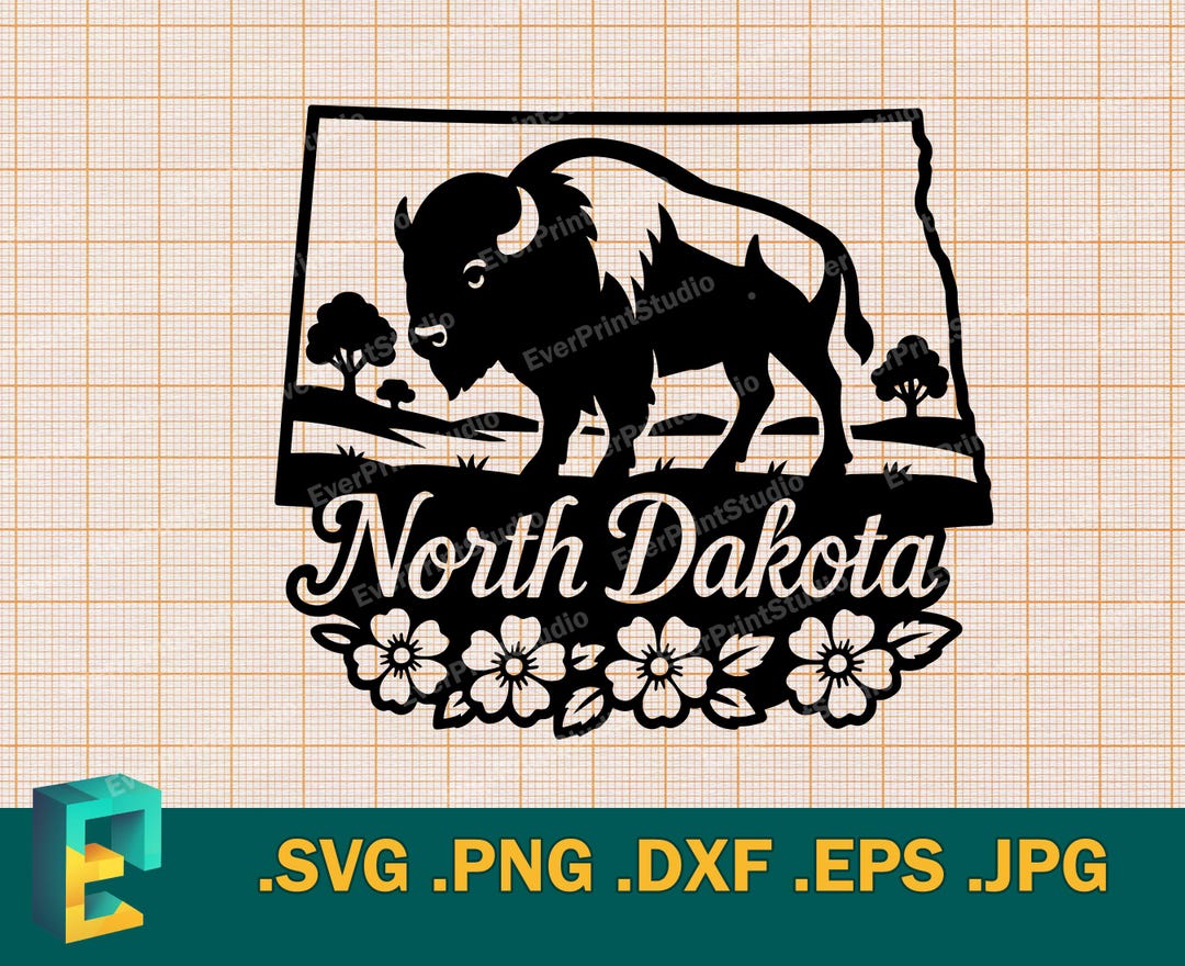 North Dakota State USA SVG - Cricut, Silhouette | Vector State of North ...