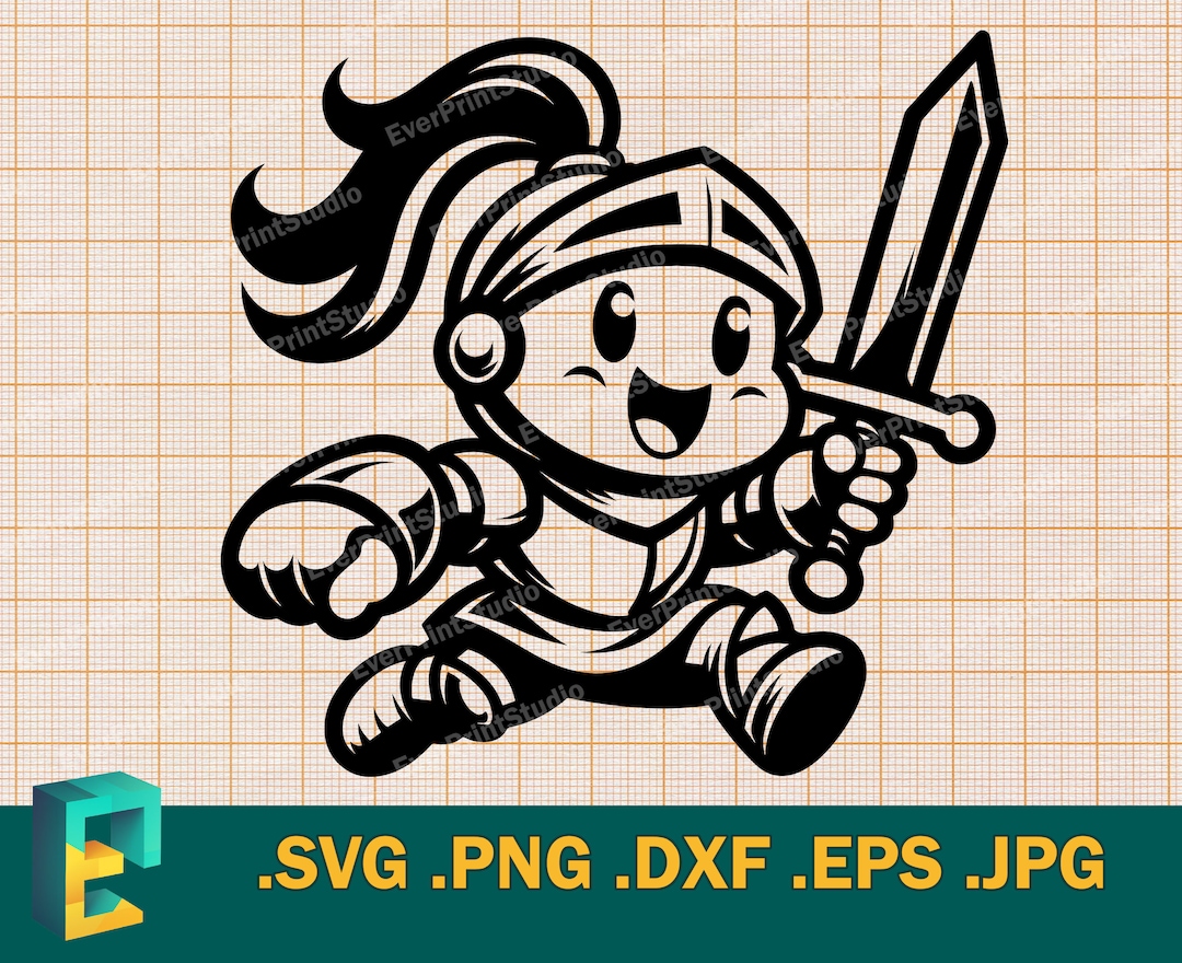 Baby Knight SVG - Cricut, Silhouette | Vector Medieval Cute Baby Knight ...