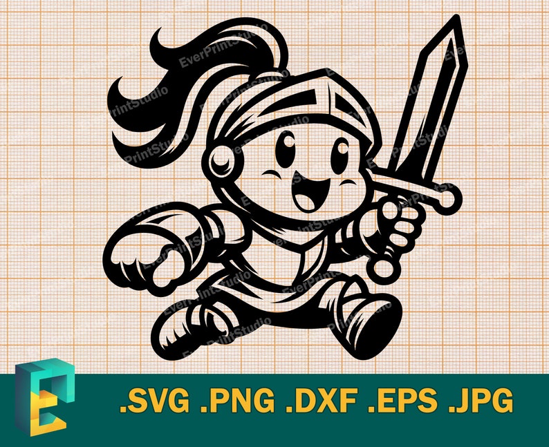 Baby Knight SVG - Cricut, Silhouette | Vector Medieval Cute Baby Knight ...