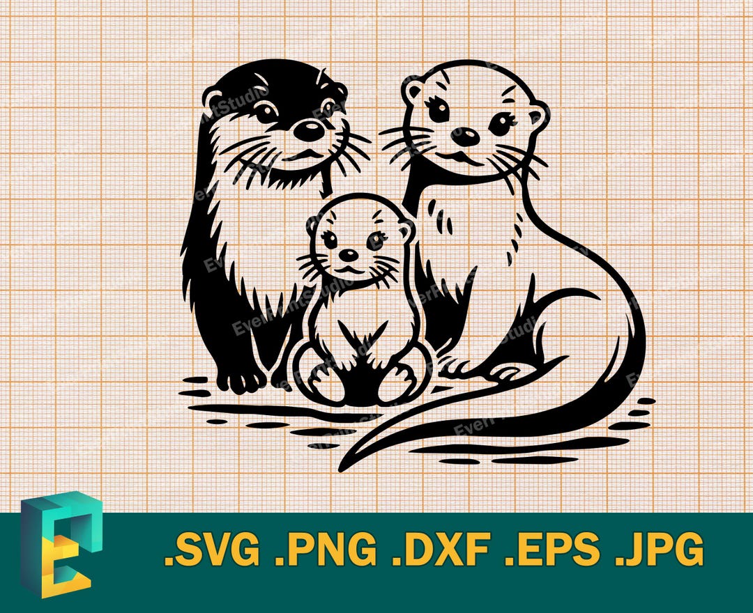 Otter Family SVG - Cricut and Silhouette | Vector Otters Template for ...