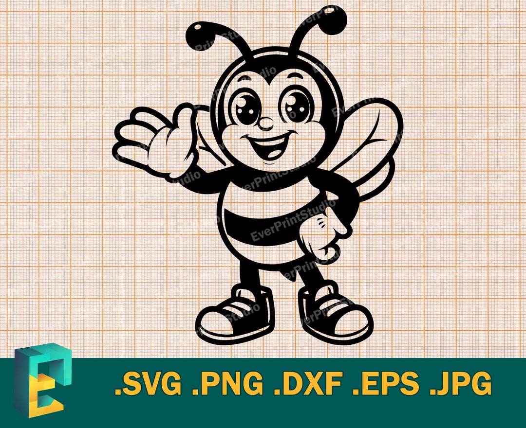 Cute Bumblebee SVG - Cricut, Silhouette, Happy Bee, Template for ...