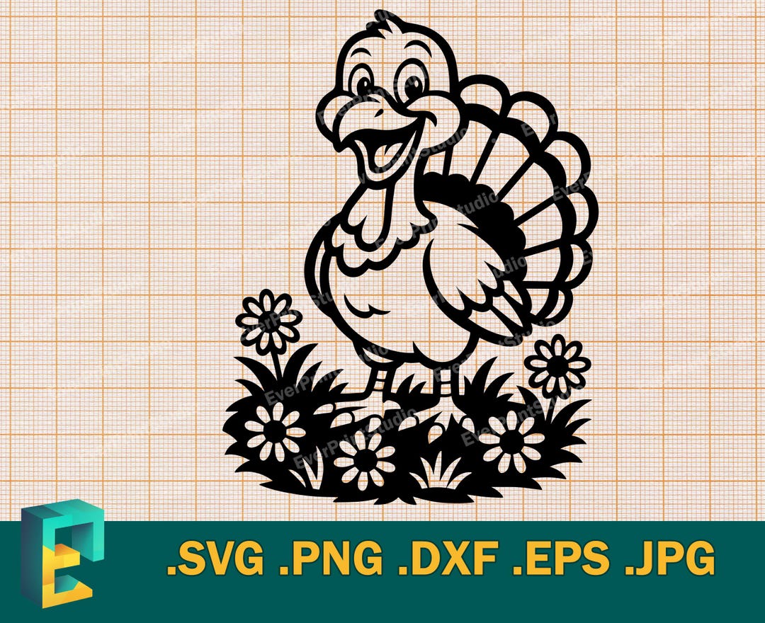 Turkey SVG Cut File for Cricut and Silhouette | Vector Happy Turkey ...