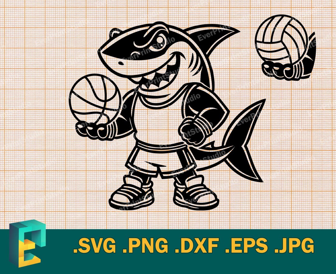 Shark Mascot SVG - Cricut, Silhouette | Sharks Kids Basketball ...