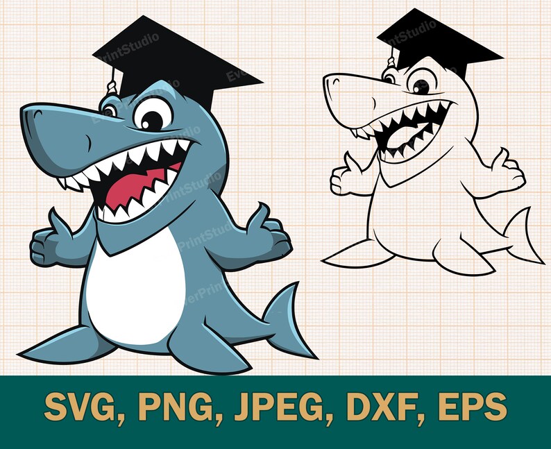 Shark in Graduation Cap Layered SVG Shark Graduate SVG - Etsy