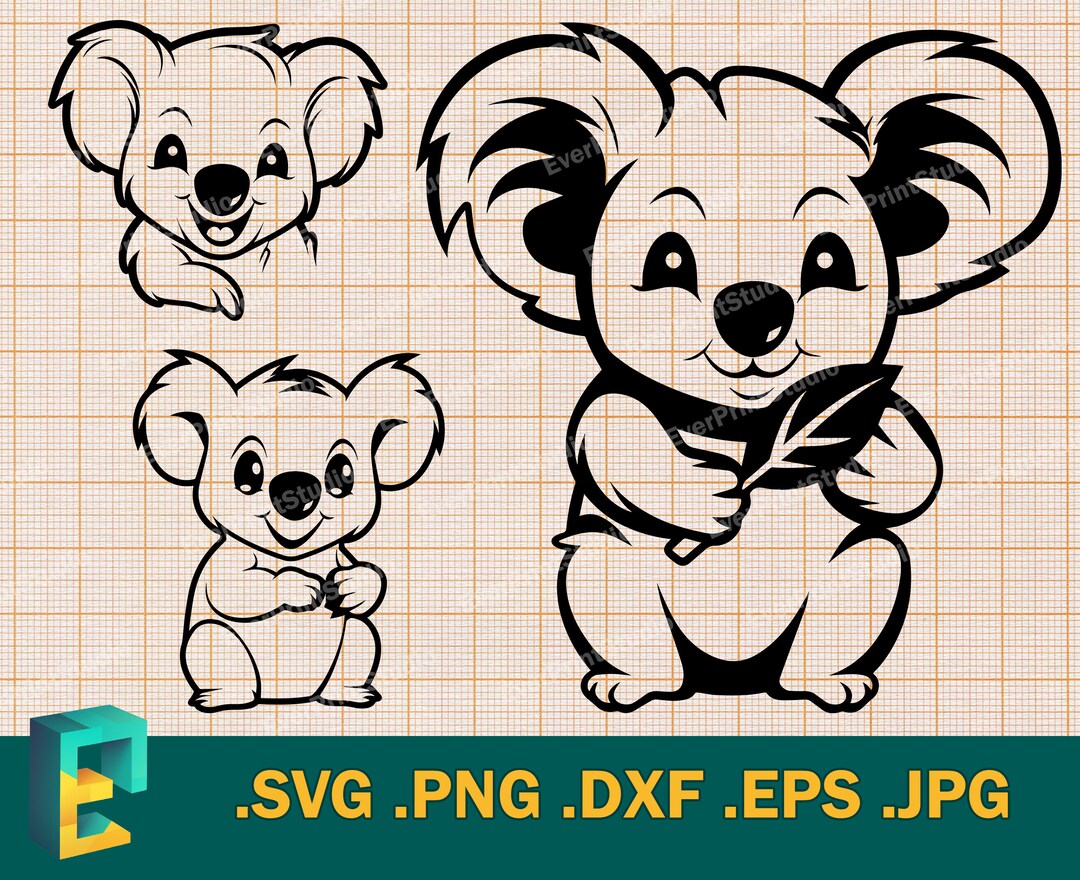 Koala SVG - Cricut, Silhouette | Vector Cute Koala Cut File | Download ...
