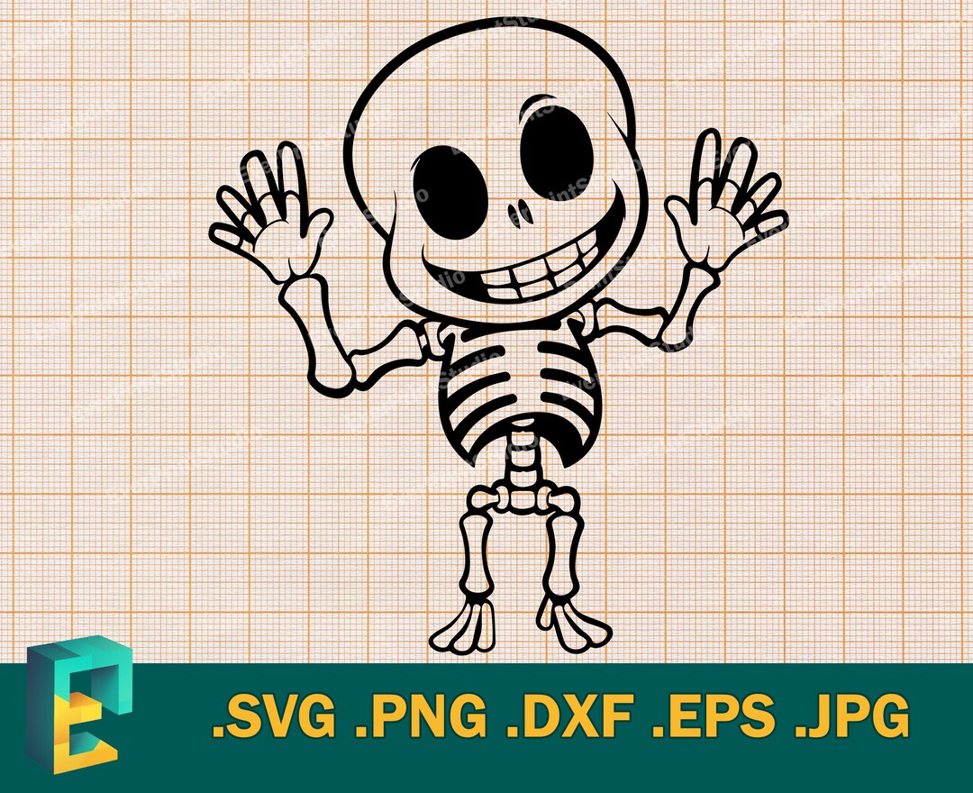 Cute Skeleton SVG Cricut Silhouette Vector Happy Skeleton - Etsy