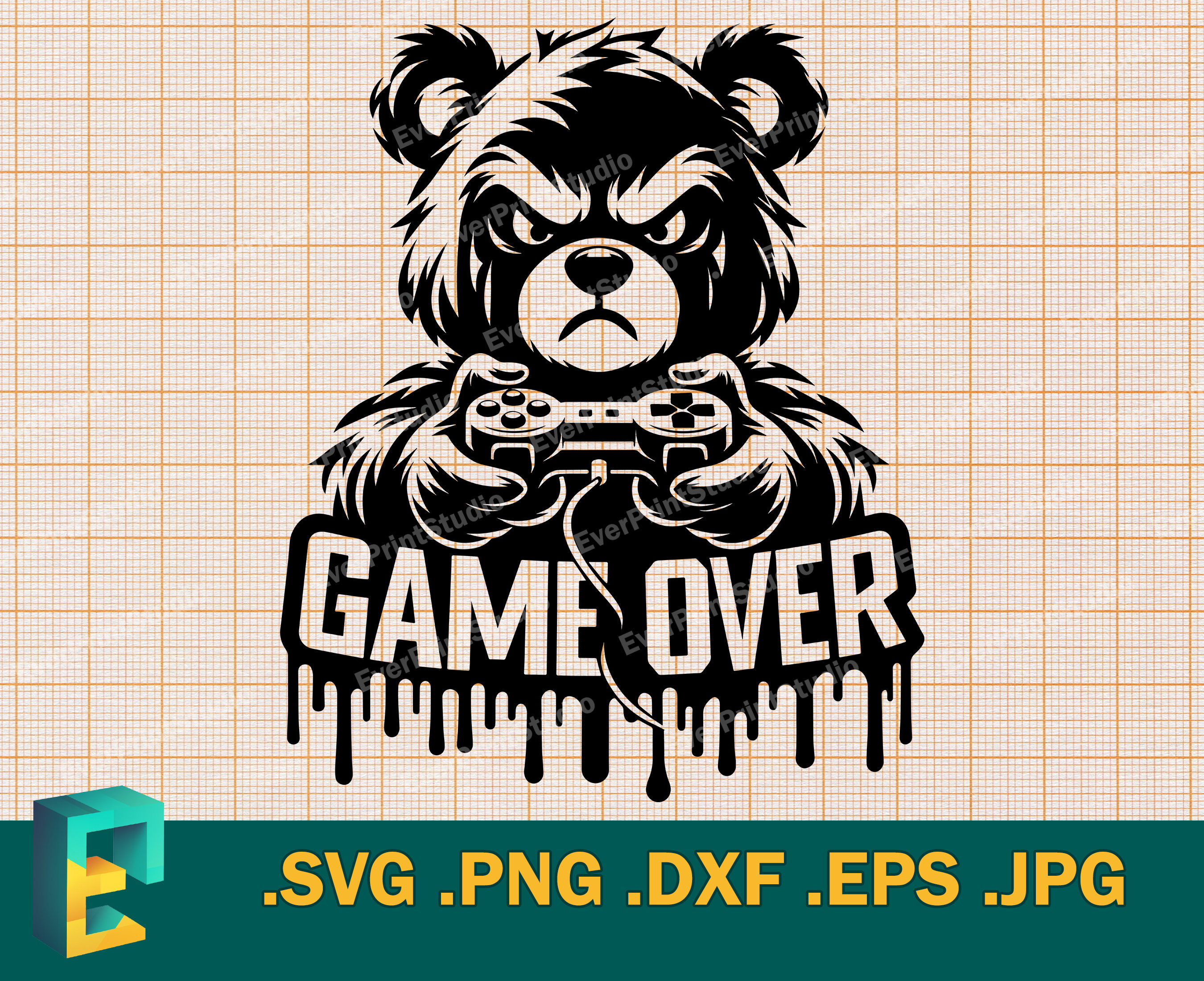 Teddy Bear Gamer SVG - Cricut & Silhouette | Gaming SVG Cut File ...