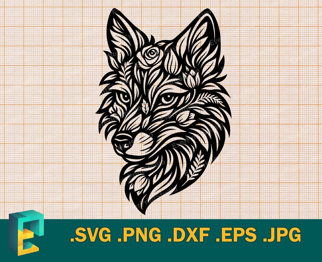 Fox SVG - Cut Files for Cricut, Silhouette | Vector Art Floral Fox SVG ...