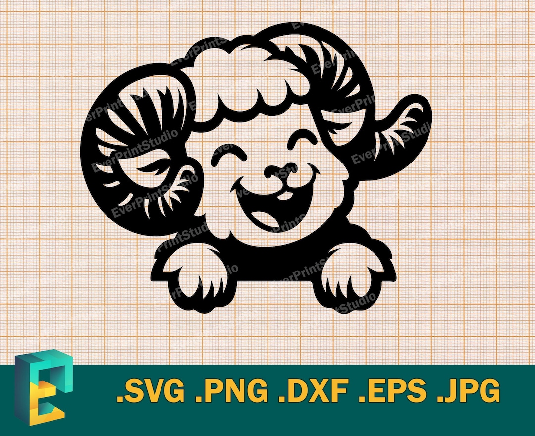 Peeking Ram SVG - Cricut, Silhouette | Little Rams Team Mascot SVG ...