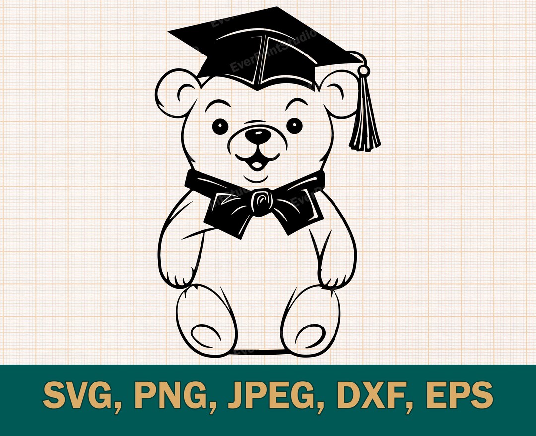 Teddy Bear in Graduation Cap SVG | Teddy Bear Graduate 2023 SVG ...