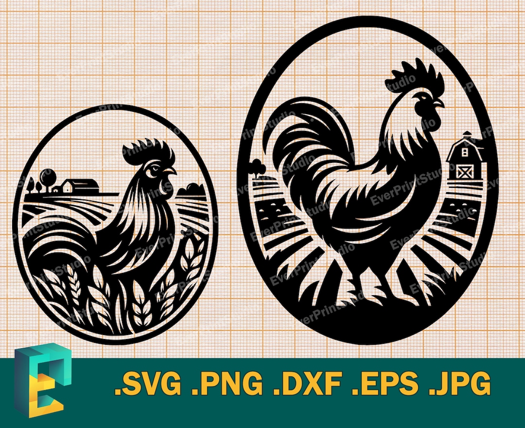 Rooster SVG - Cricut, Silhouette | Vector Farm Rooster, Chicken SVG Cut ...