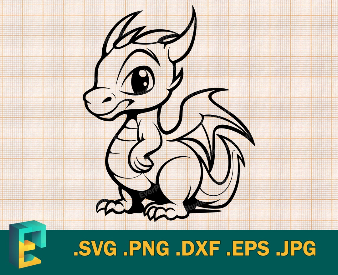 Dragon SVG - Cricut, Silhouette | Vector Artistic Cute Dragon Cut File ...