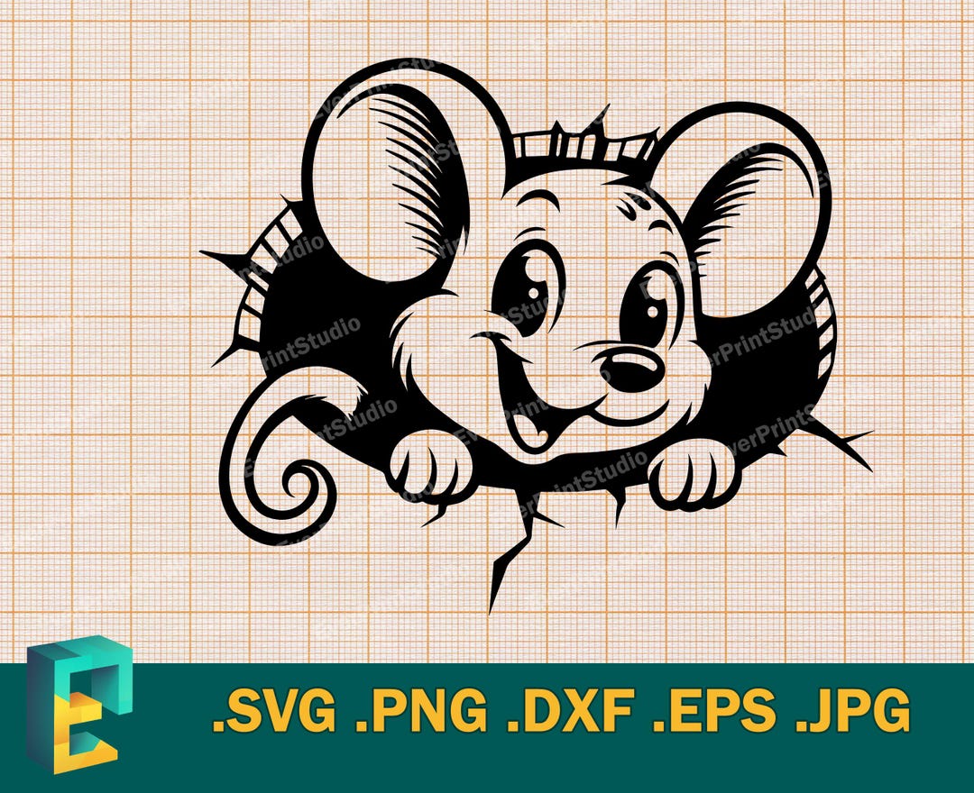 Peeking Mouse SVG - Cricut, Silhouette | Happy Mouse Vector Cut File ...