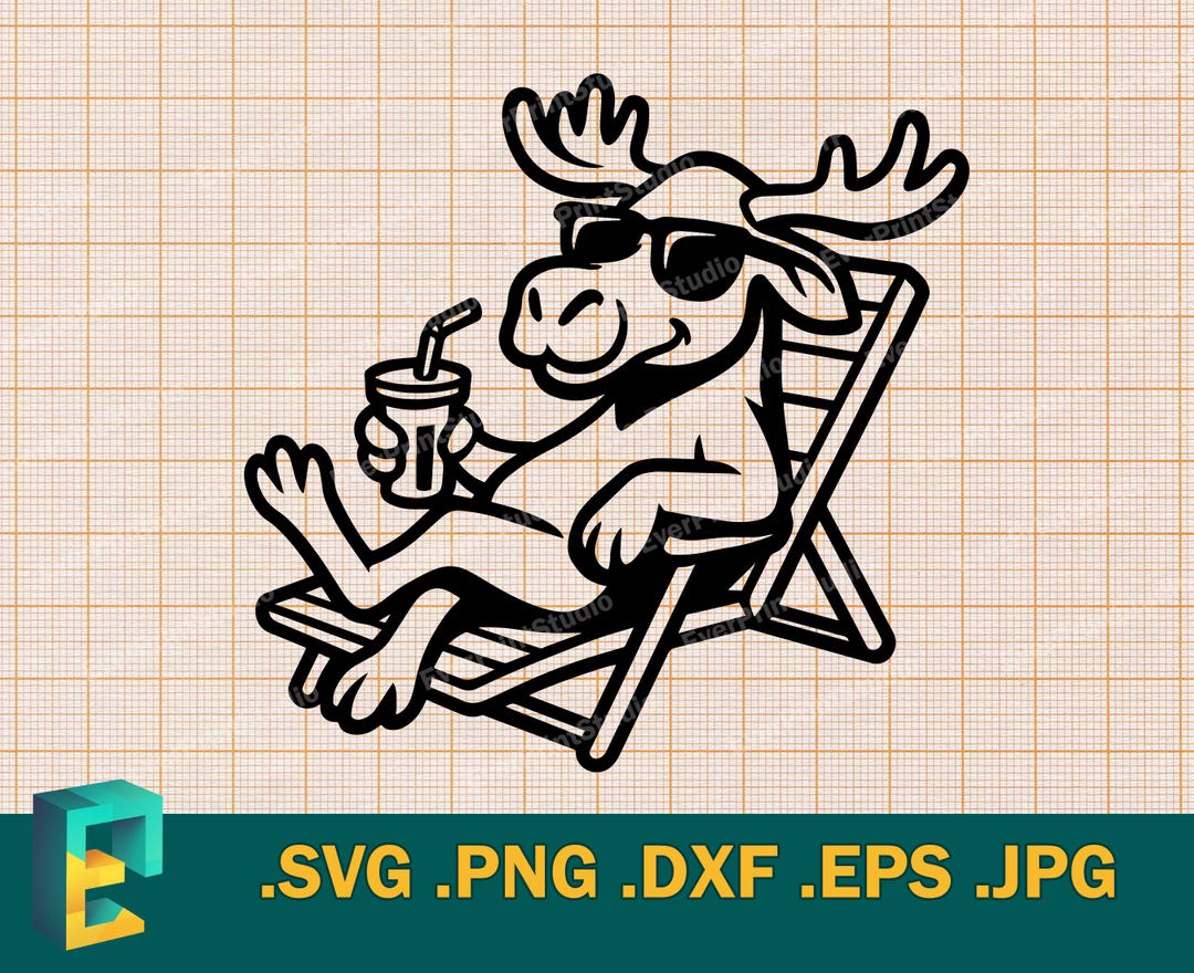 Happy Moose SVG - Cricut, Silhouette | Vector Chill-out Moose Cut File ...