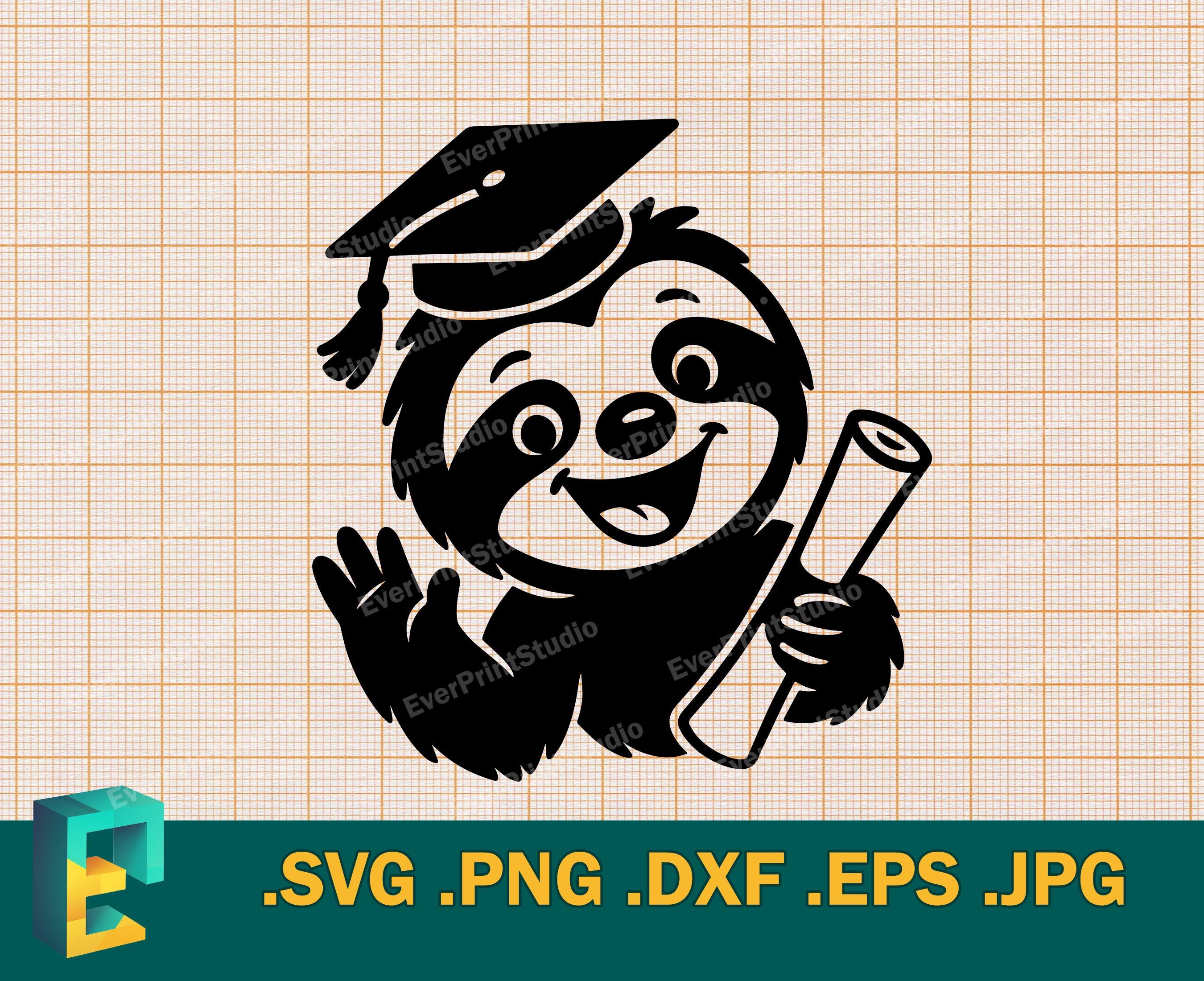 Sloth Graduate SVG | Cute Senior Sloth - Graduation Cap SVG. Student ...
