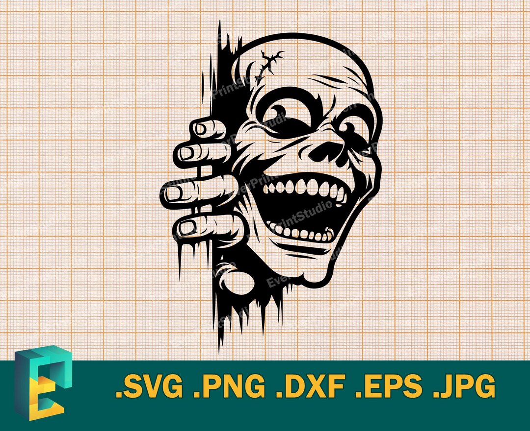 Zombie Halloween SVG - Cricut, Silhouette | Vector Peeking Spooky ...
