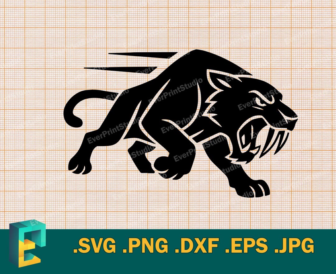 Saber-toothed Cat SVG - Cricut, Silhouette | Vector Saber Tooth Tiger ...