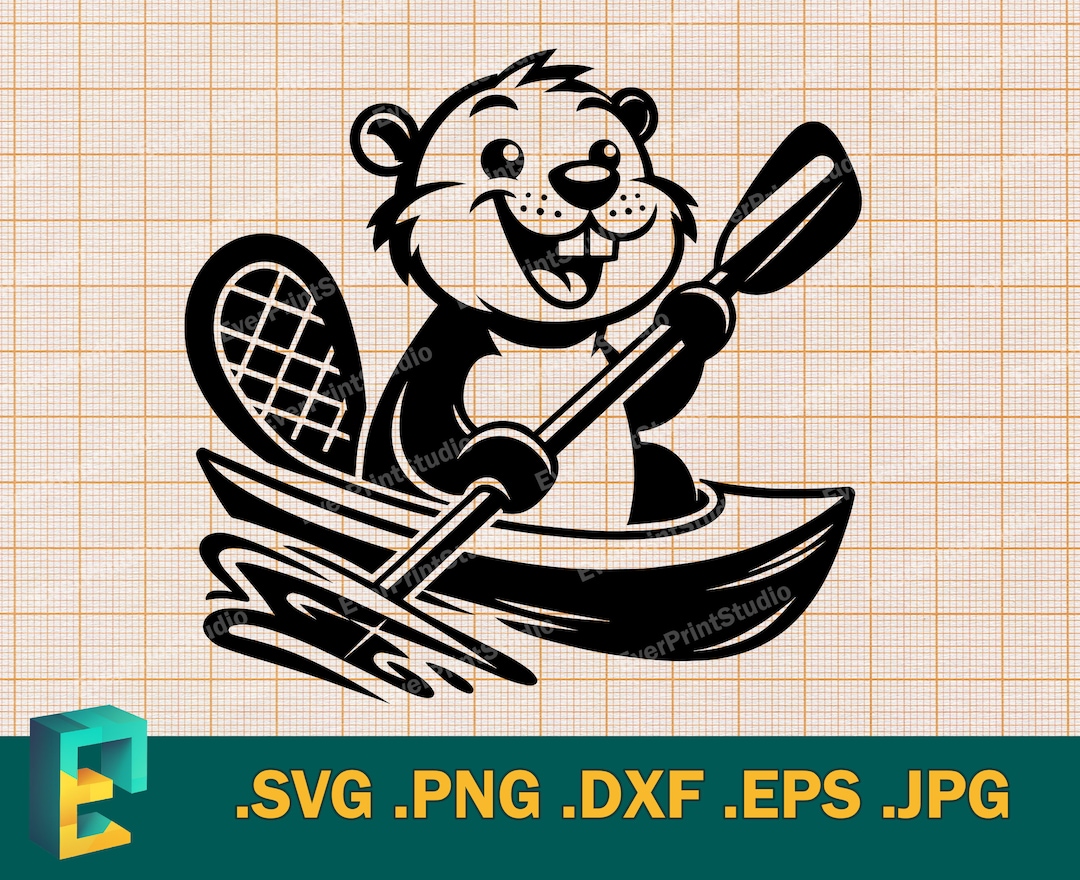 Kayaking SVG - Cricut, Silhouette Cut File | Vector Happy Beaver on ...
