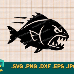 Piranha SVG - Cricut, Silhouette | Angry Piranha Fish Cut File, Fish ...