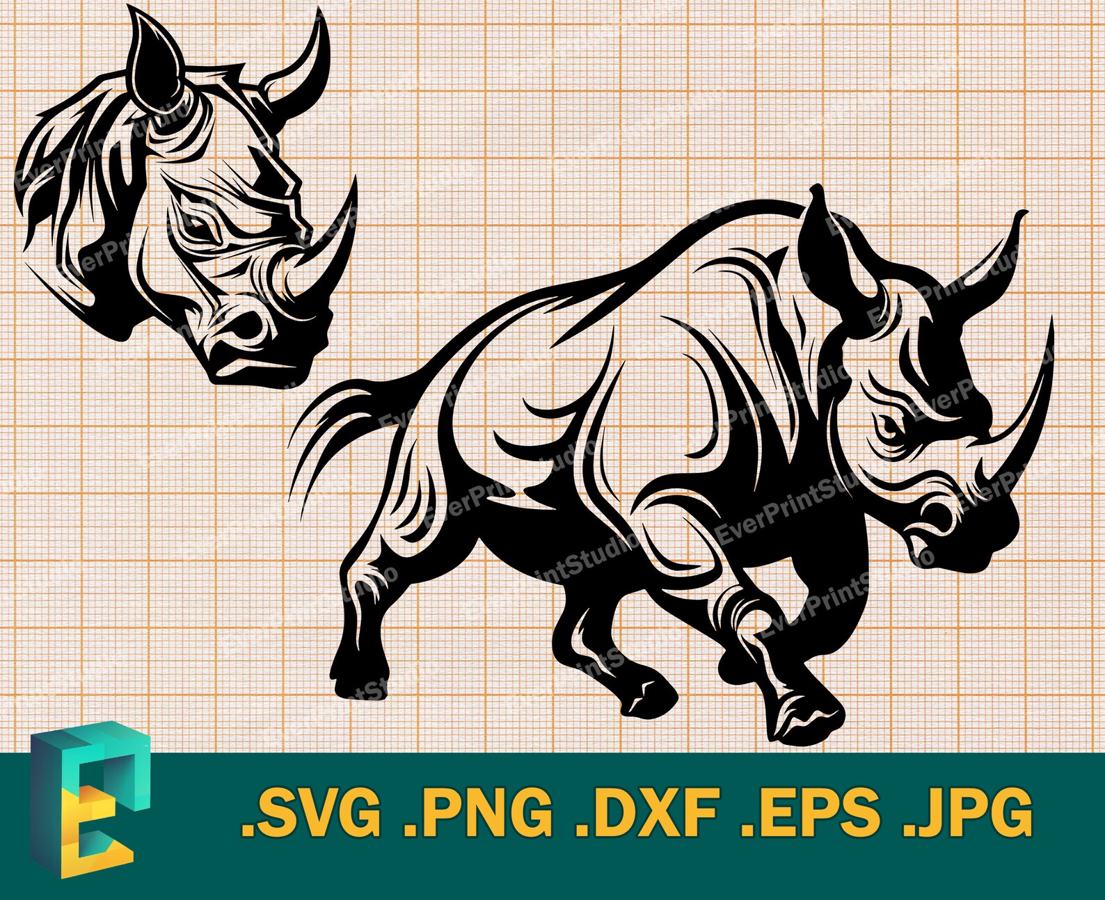 Rhino SVG - Cricut, Silhouette | Vector Rhino Cut File for Cricut ...