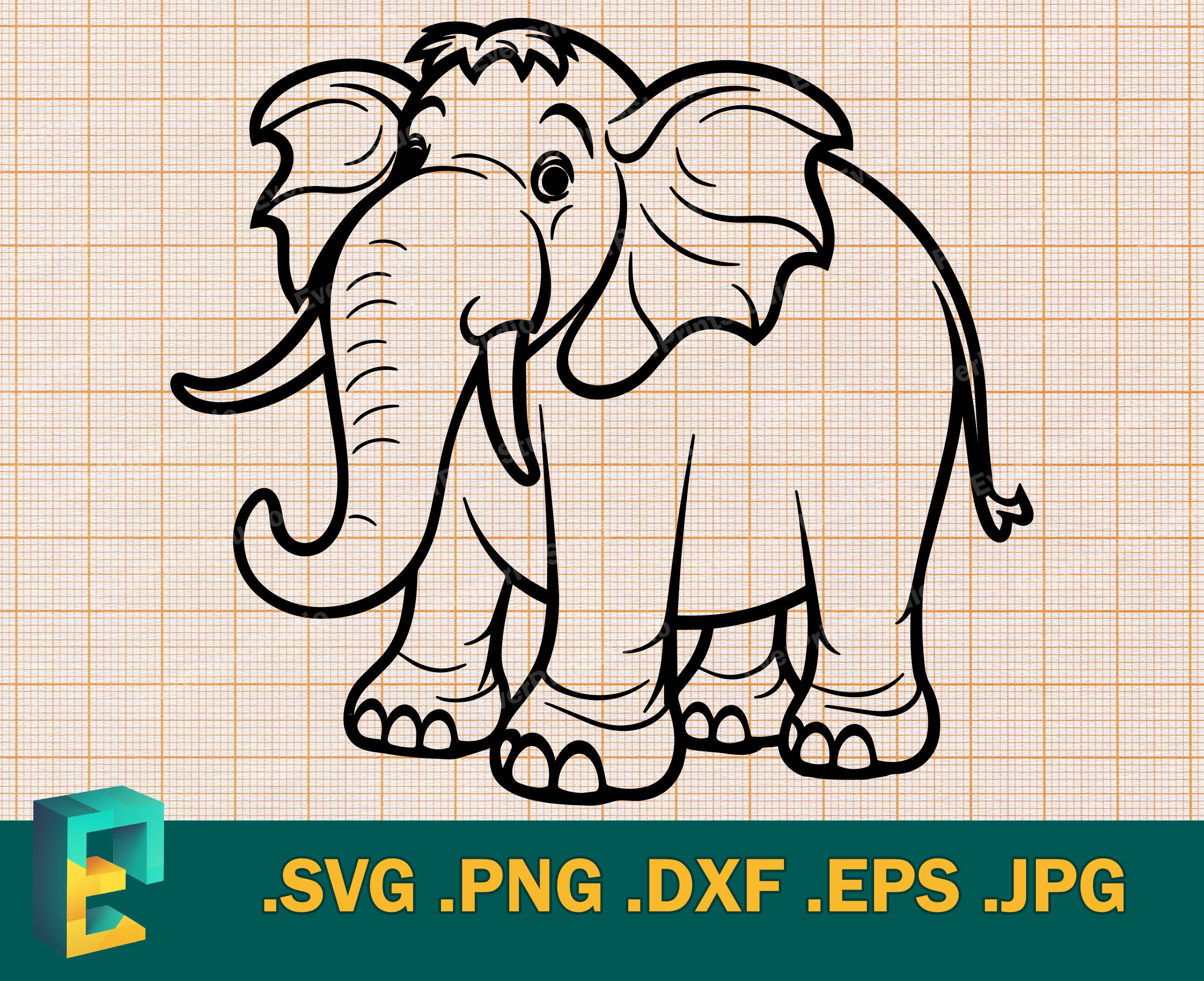 Elephant SVG Cricut Silhouette Vector Elephant Cut File - Etsy