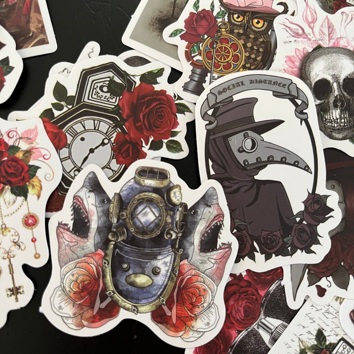 25 Pc Steampunk Vinyl Stickers, Die Cut Decal Set, Waterproof Reusable ...