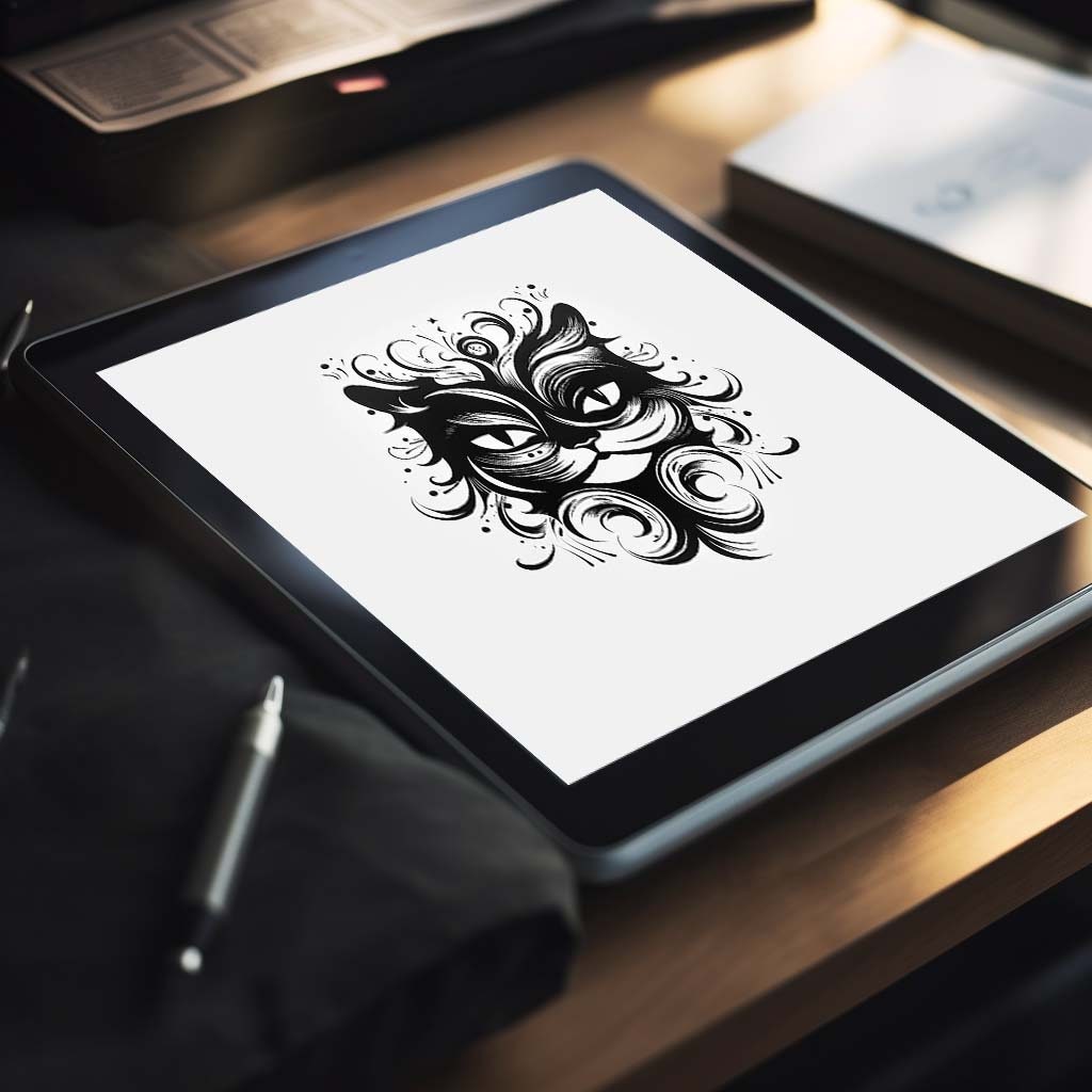 Digital Cat Face Tattoo Design Add a Touch of Feline Charm - Etsy