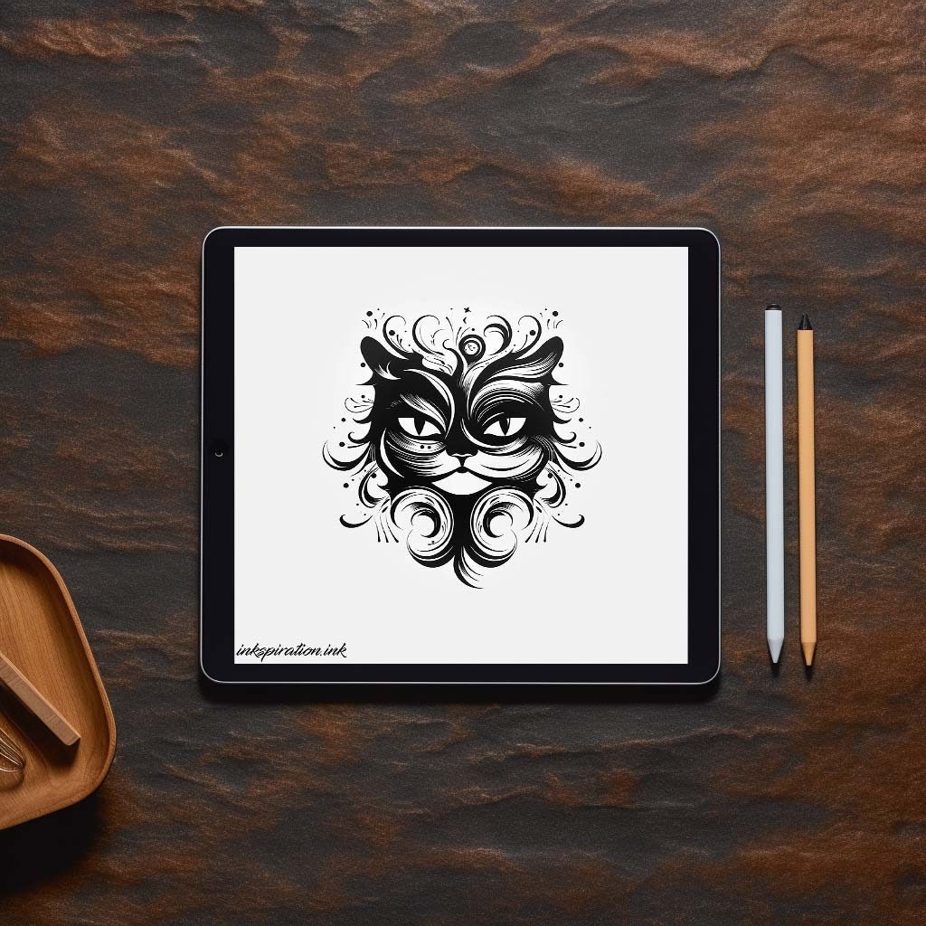 Digital Cat Face Tattoo Design Add a Touch of Feline Charm - Etsy