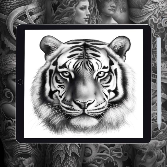 Realistic Tiger Tattoo Black And White