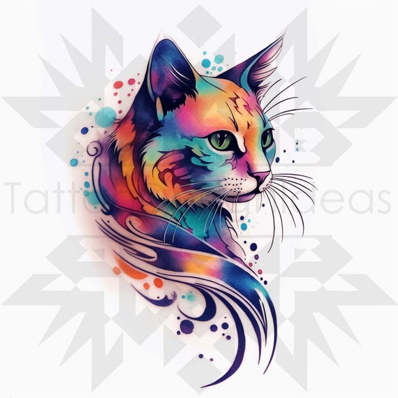Abstract Cat Tattoo