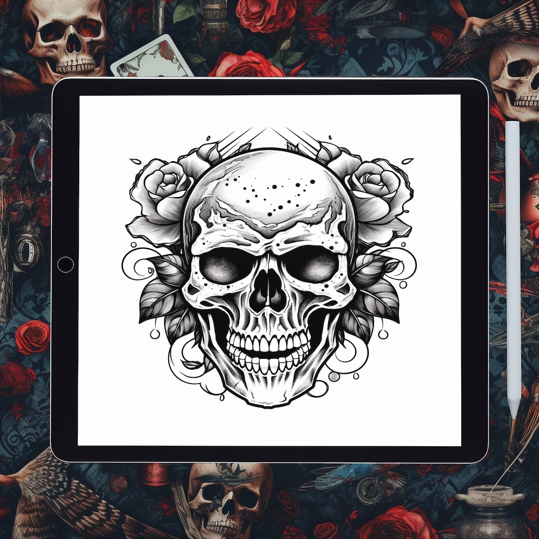 Oldschool Skull Tattoo Design: A Traditional Tattoo Art for Classic Ink ...