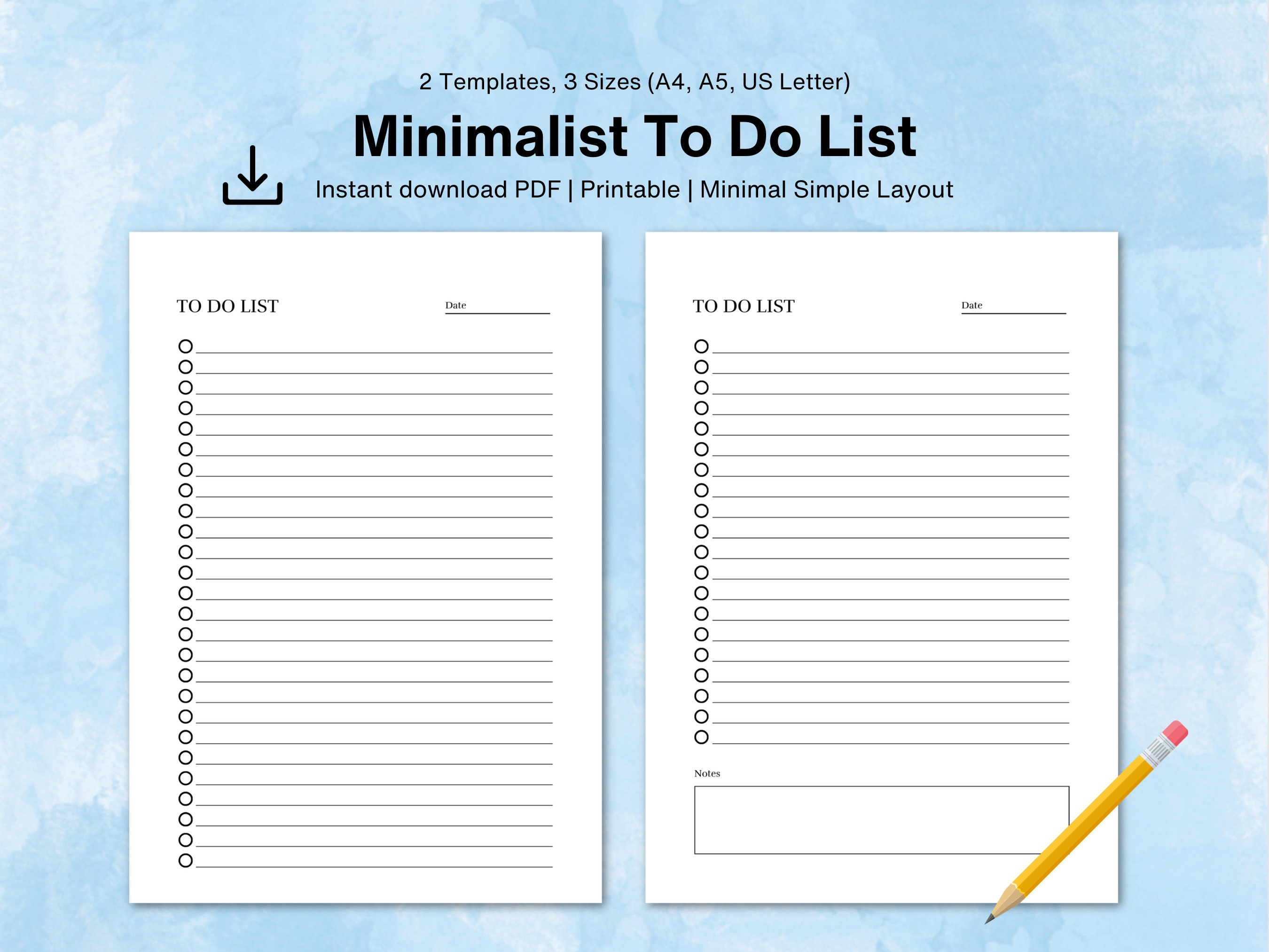 Minimalist to Do List Printable Simple Tasks List Template - Etsy