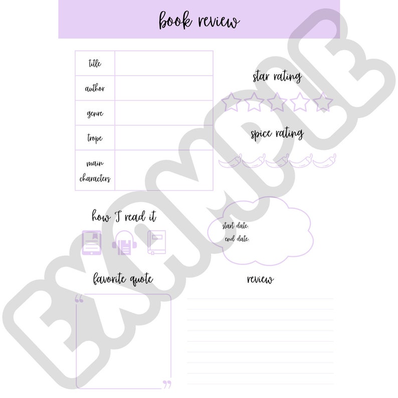 Printable Reading Journal, Book Journal, Book Tracker, Reading Planner ...