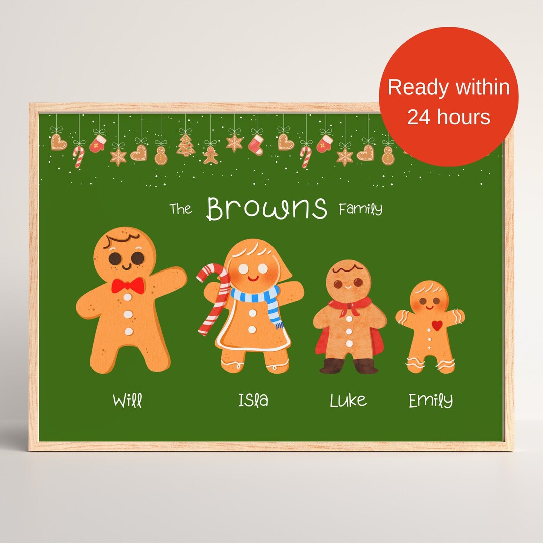 Personalized Gingerbread Family Custom Family Portrait - Etsy