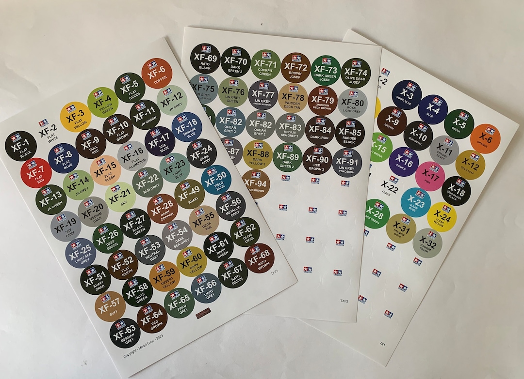 Tamiya Acrylic XF & X - Paint Pot Labels - Self Adhesive - Wipe Clean ...