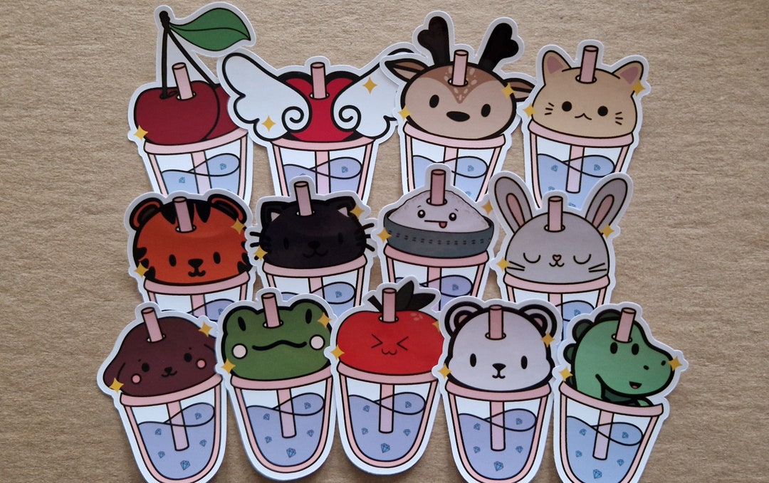 Seventeen Emoji/animal Boba Cup Stickers SVT Kpop - Etsy