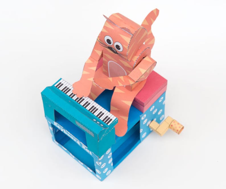 Keyboard Kat - Rob Ives Paper Animation Kits. Paper Automata ! - Etsy