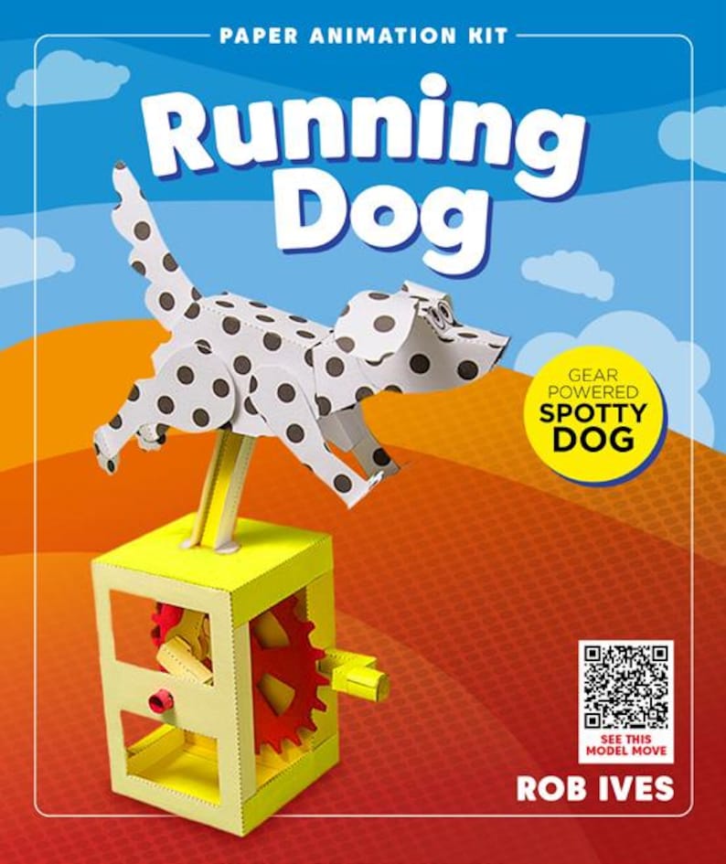 Running Dog - Rob Ives Paper Animation Kits. Paper Automata ! - Etsy