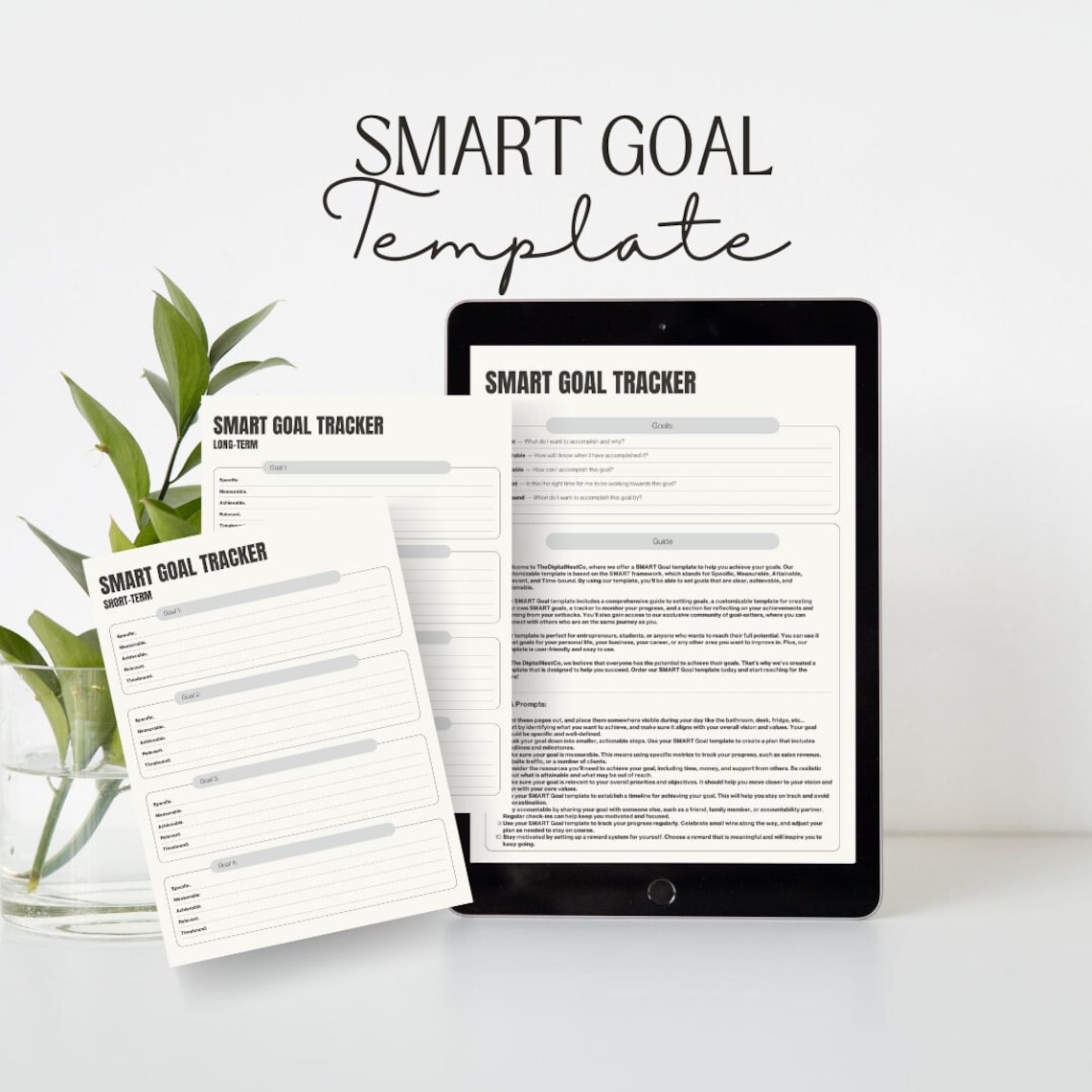 SMART Goals Template, Goal Tracker, Digital Download, Goal Setting ...