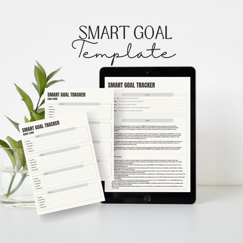 SMART Goals Template, Goal Tracker, Digital Download, Goal Setting ...