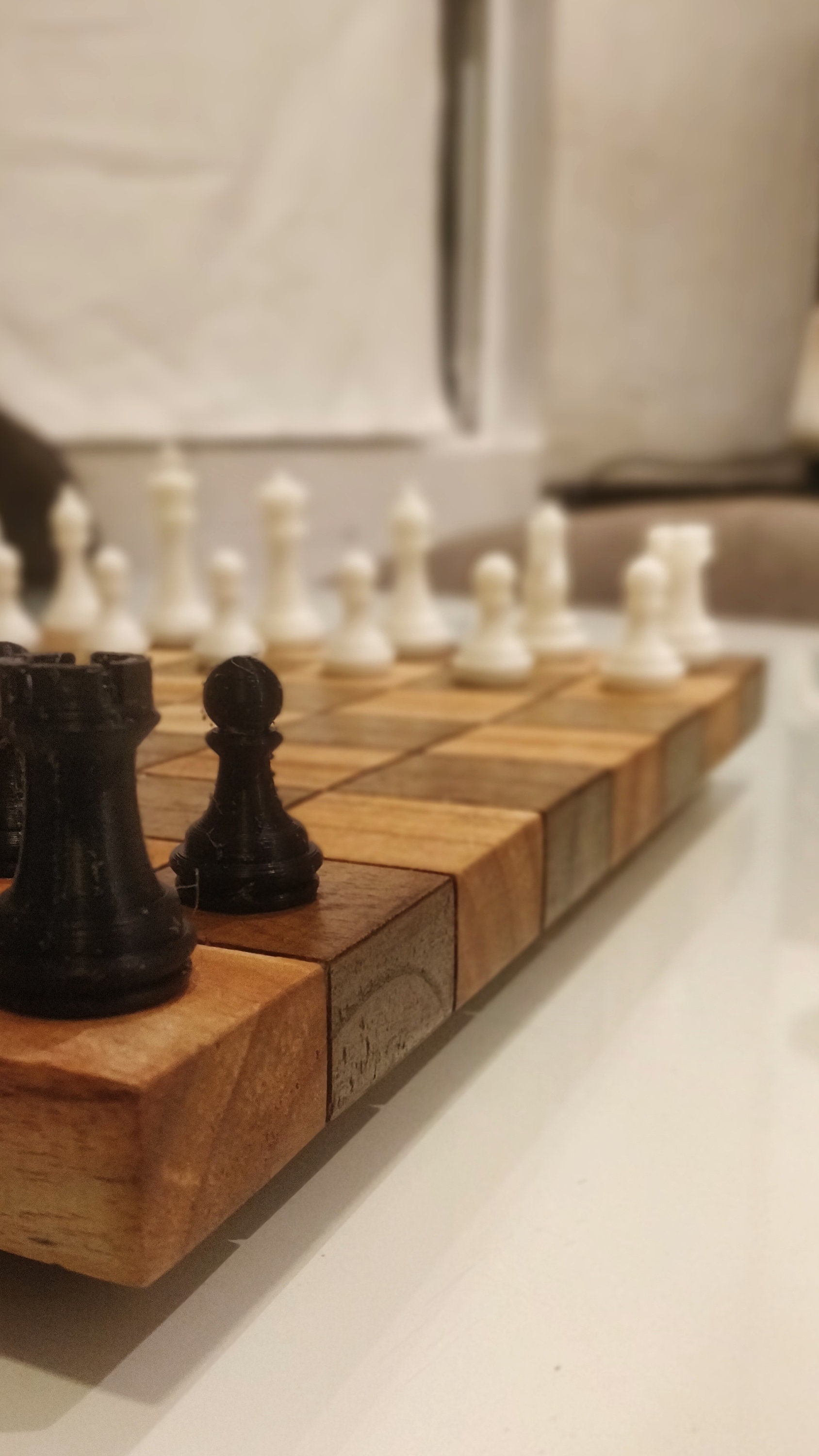 Solid Wood Chess Board floating Look With Pawns - Etsy