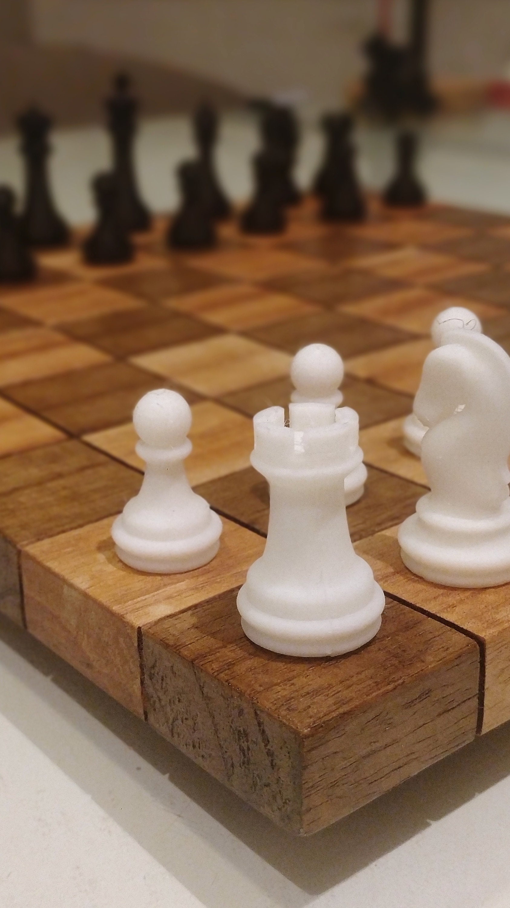 Solid Wood Chess Board floating Look With Pawns - Etsy