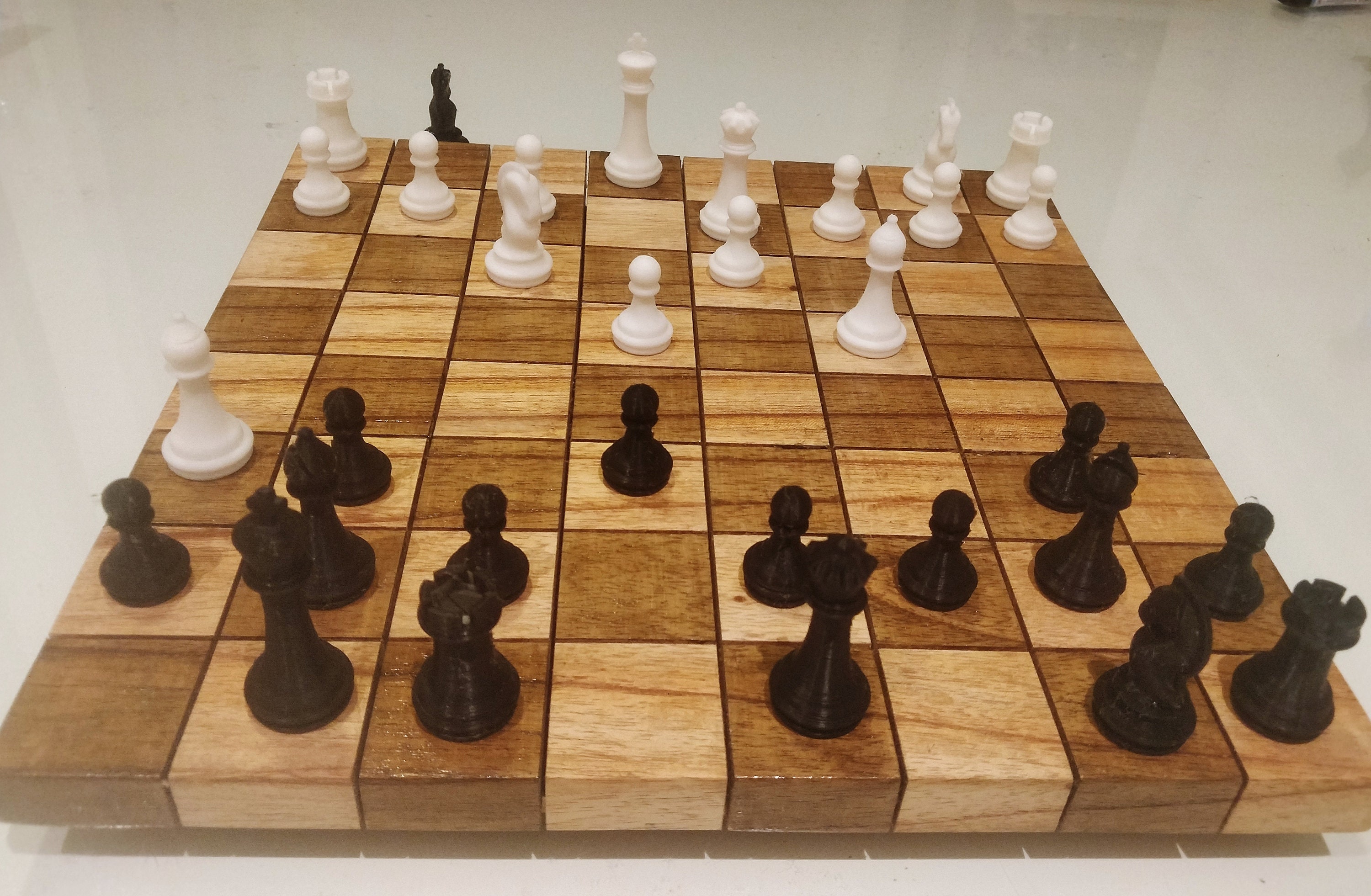 Solid Wood Chess Board floating Look With Pawns - Etsy