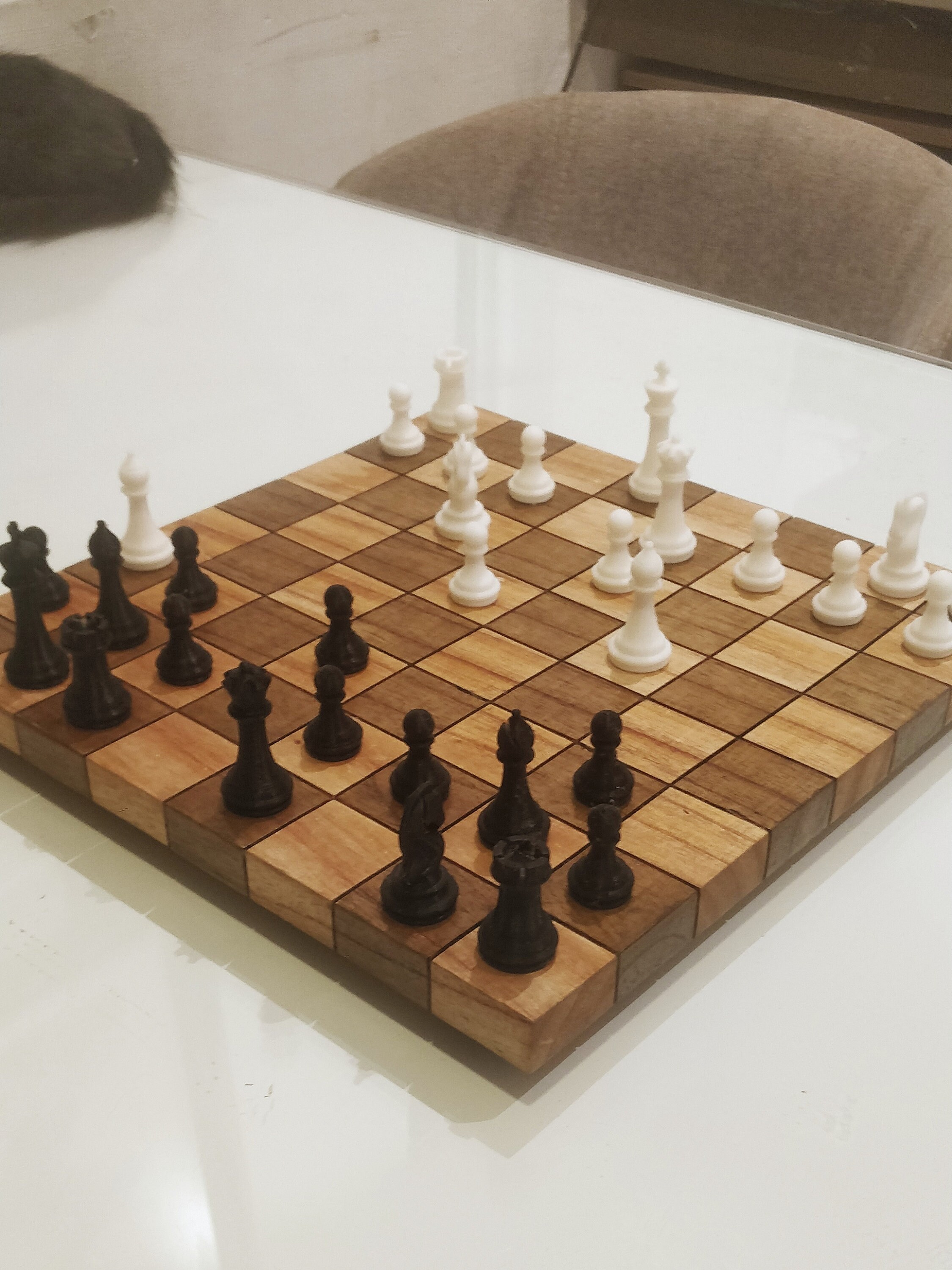 Solid Wood Chess Board floating Look With Pawns - Etsy