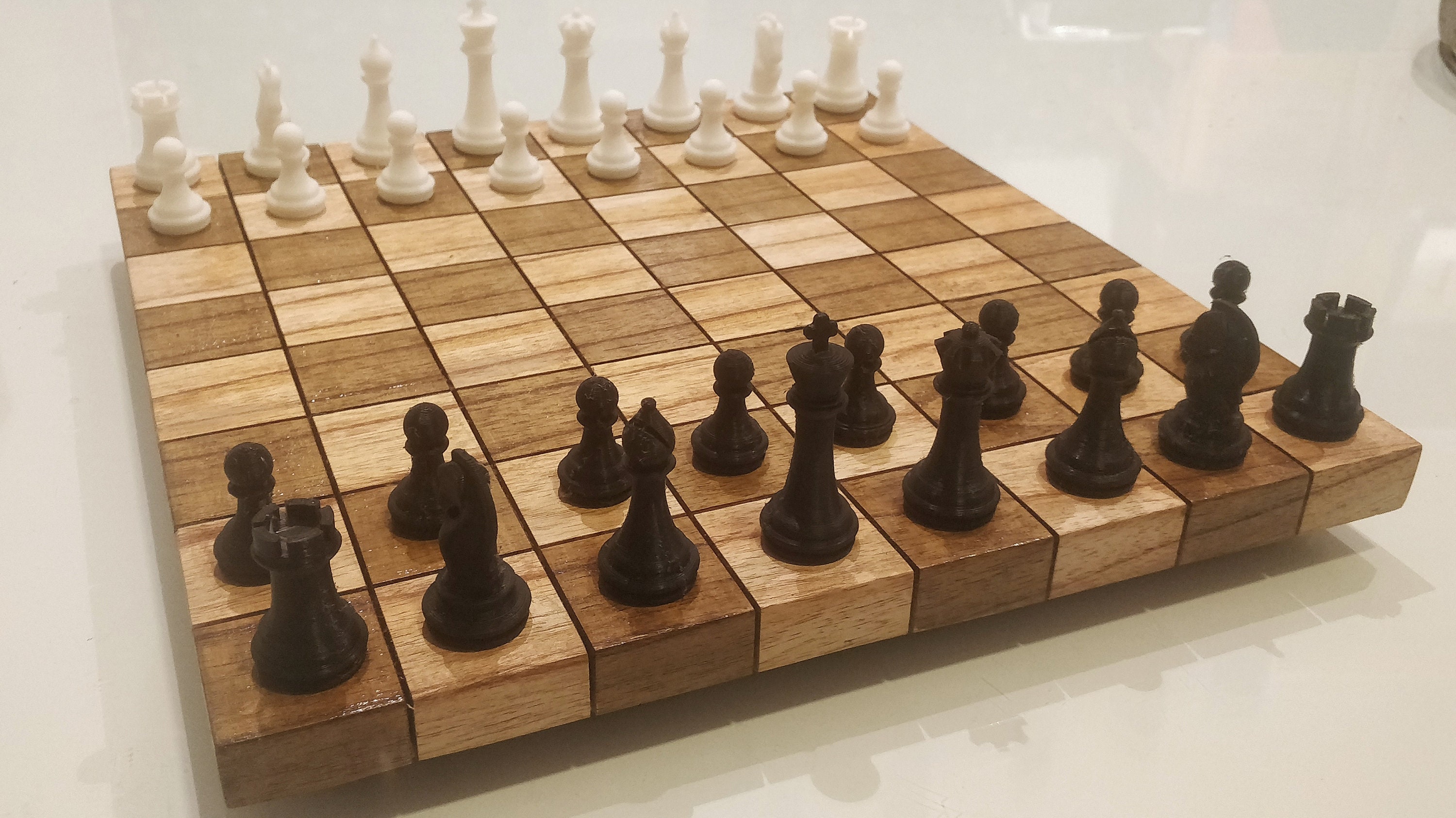 Solid Wood Chess Board floating Look With Pawns - Etsy