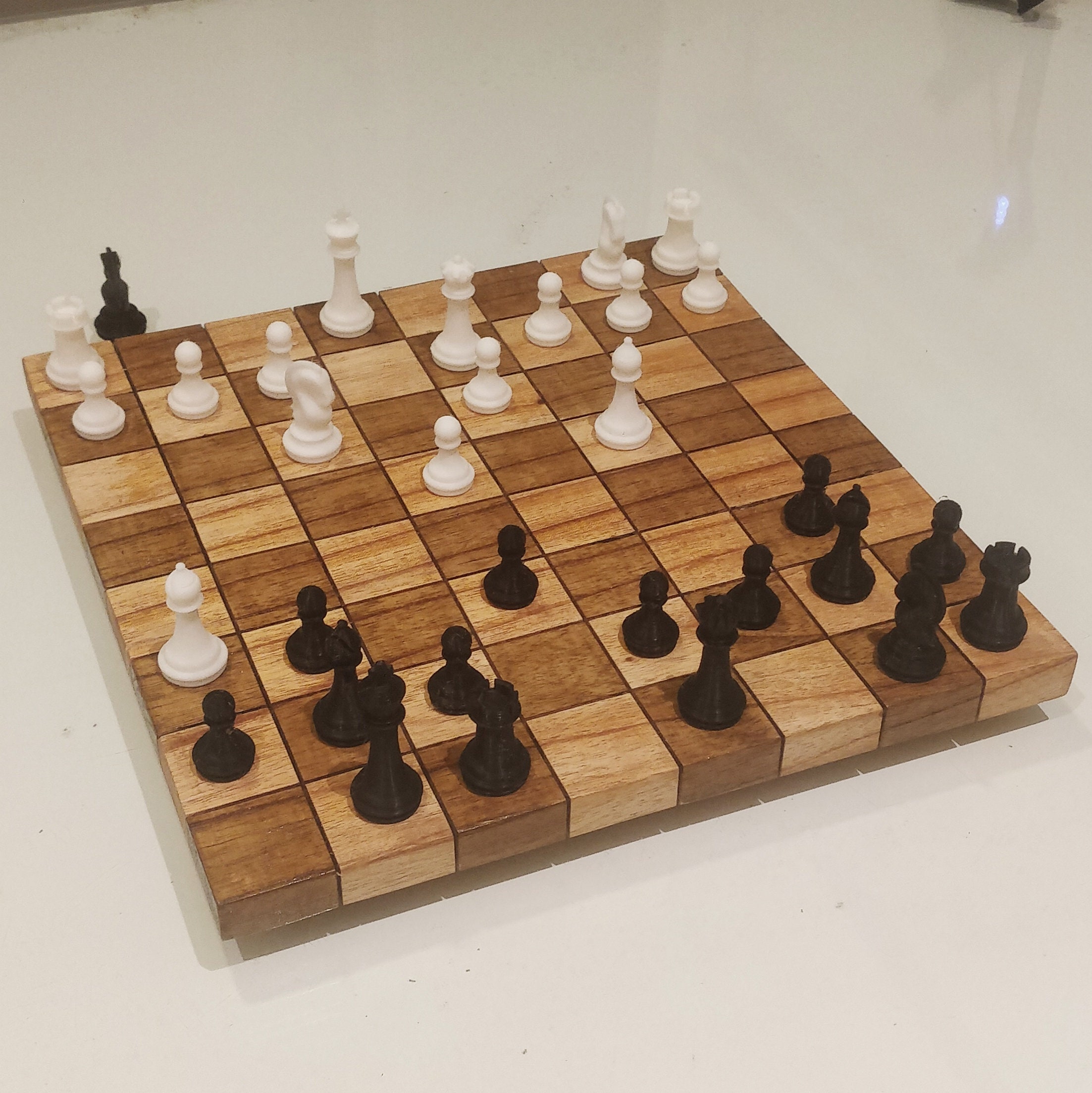 Solid Wood Chess Board floating Look With Pawns - Etsy