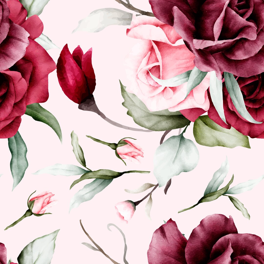 Elegant Maroon Roses Flower Wallpaper | Peel and Stick With Water Based ...