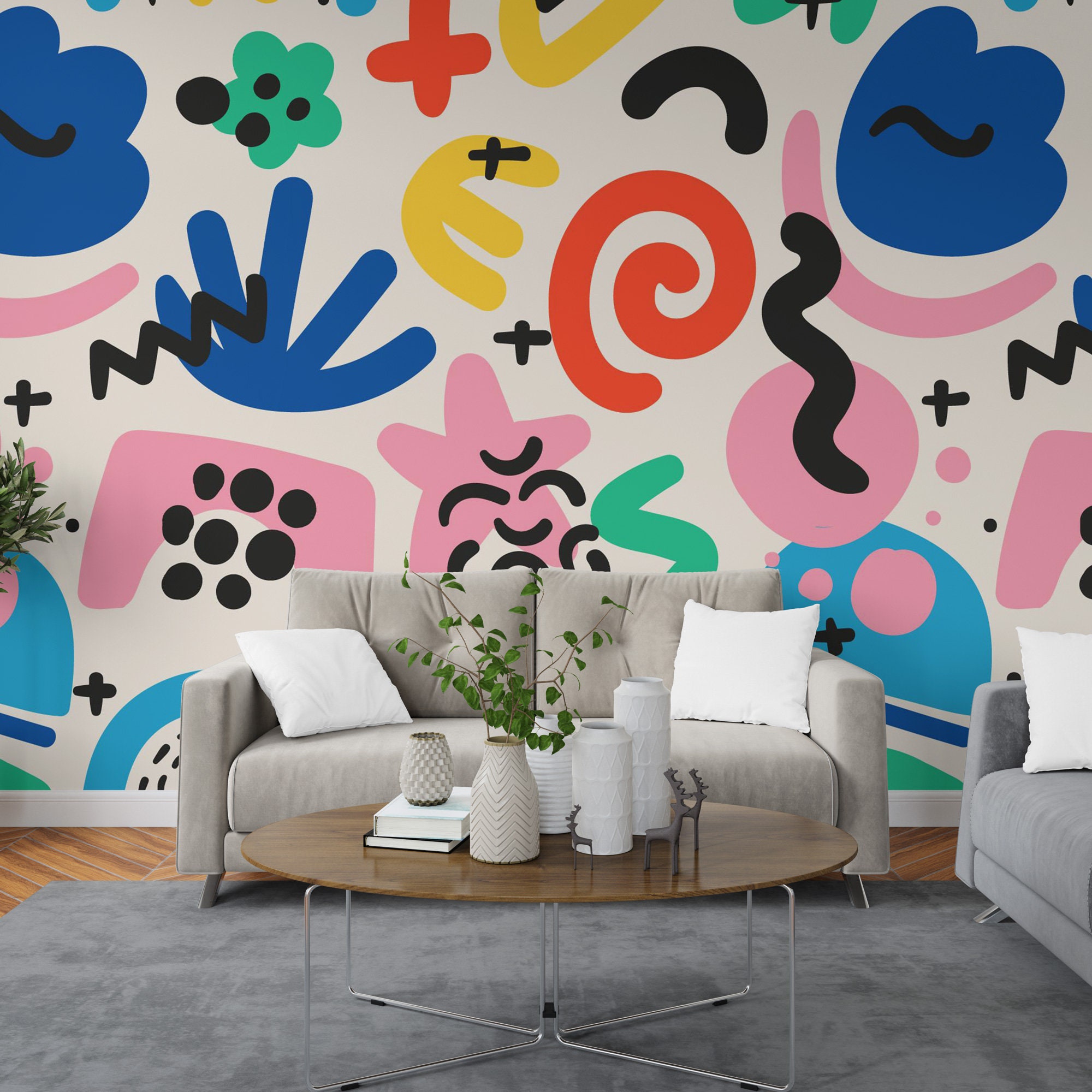 Hand Drawn Abstract Wallpaper | Peel and Stick With Water Based Latex ...