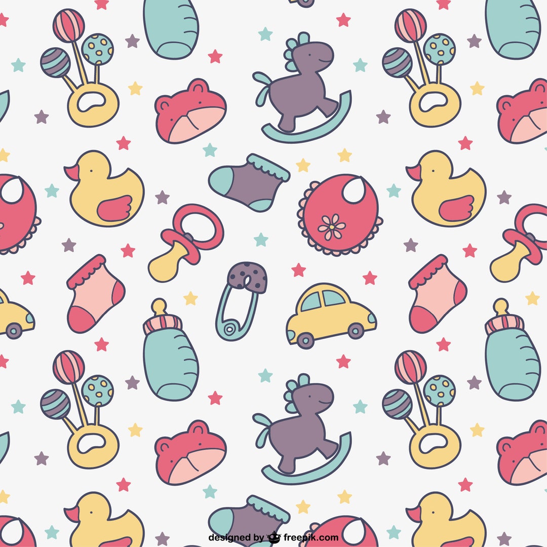 Baby Drawings Pattern Wallpaper | Peel and Stick With Water Based Latex ...